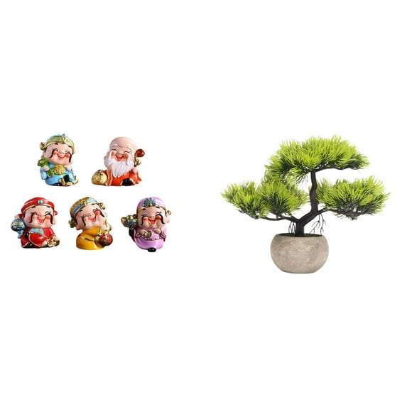 6 Pieces Desktop Figurine Cartoon God of Fortune Figurine Artificial ...