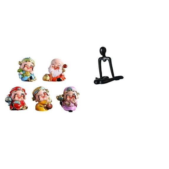 6 Pieces Desktop Figurine Cartoon God of Fortune Sculpture Resin ...