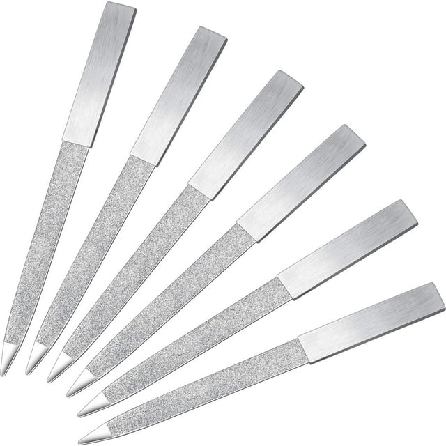 6 Pieces Diamond Nail File Stainless Steel Double Side Nail File Metal ...