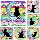 6 Pieces Diamond Window Art Craft Kits for Kids Big Gem 5D Colorful Cat ...