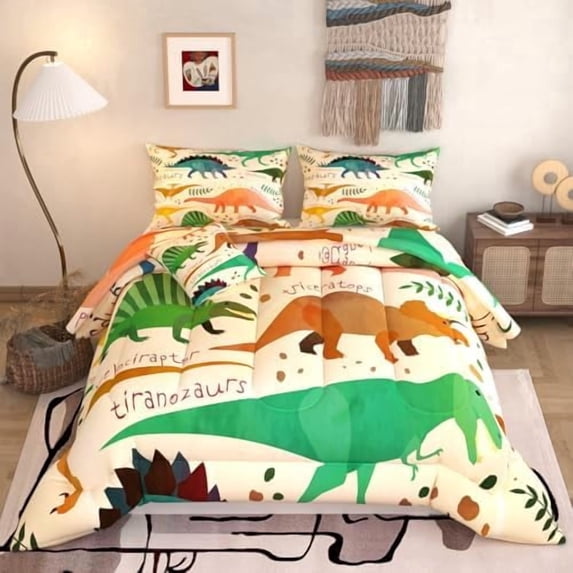 6 Pieces Dinosaur Comforter Sets,3D Pattern Brown Color,Decorative 6 ...