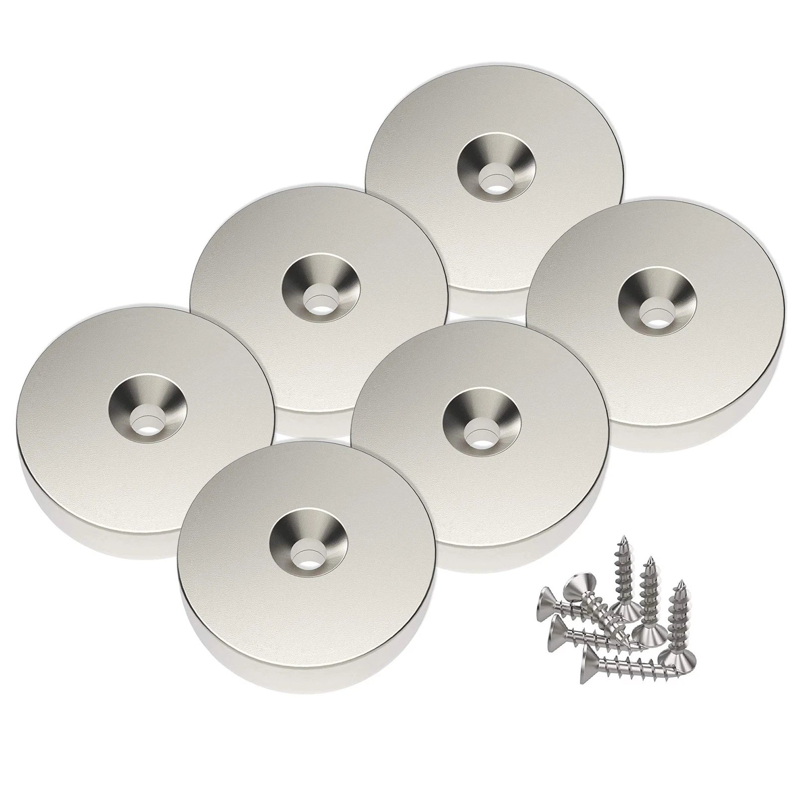 6 Pieces Disc Magnete 20 Lb Force 1.0 * X 0.2" With Counterbore And ...