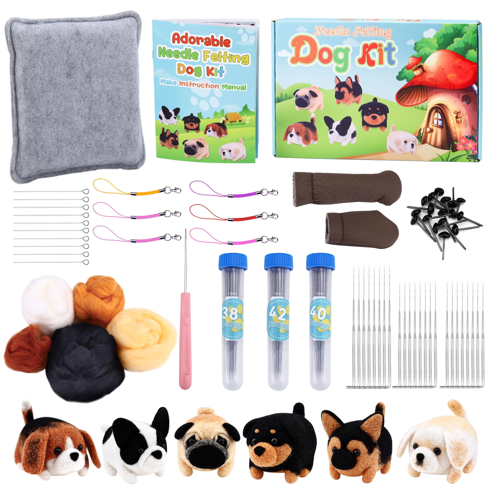 6 Pieces Dogs Needle Felting Kit, Wool Felting Kit with Instructions ...