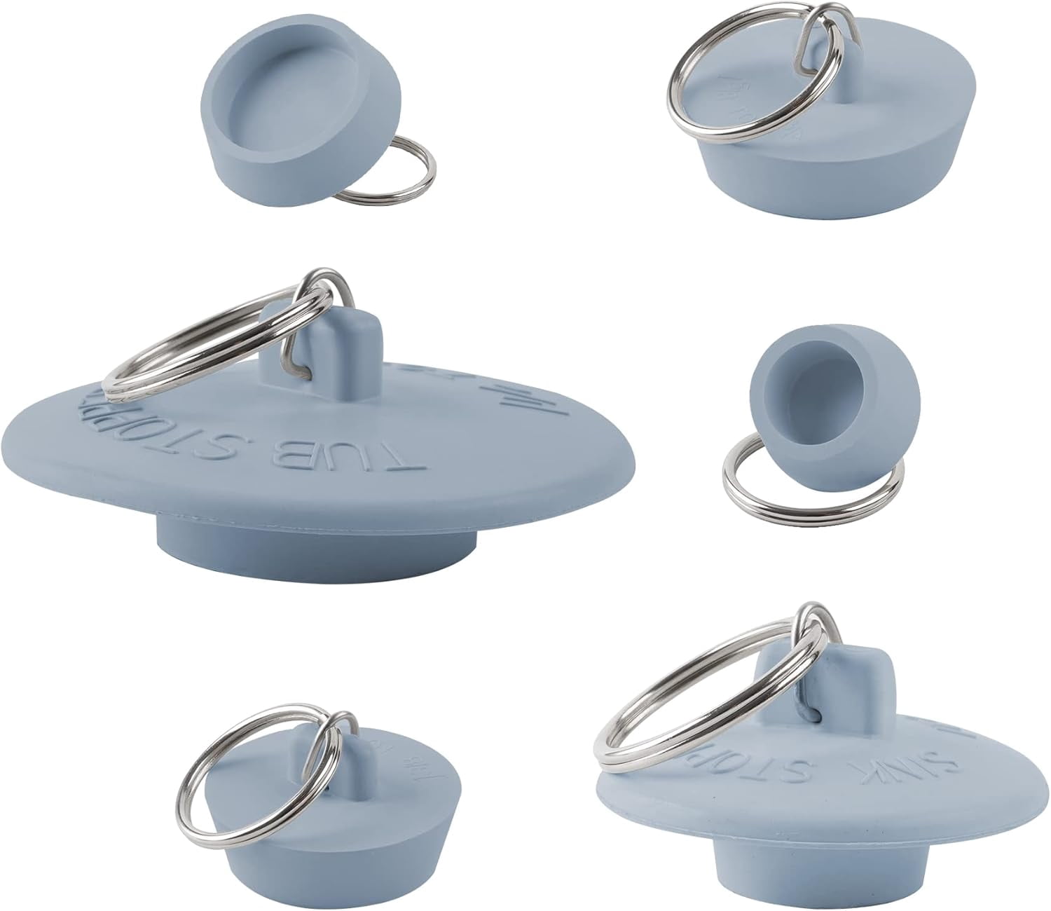 6 Pieces Drain Stopper, Rubber Kitchen Sink Drain Plug with Pull Ring ...