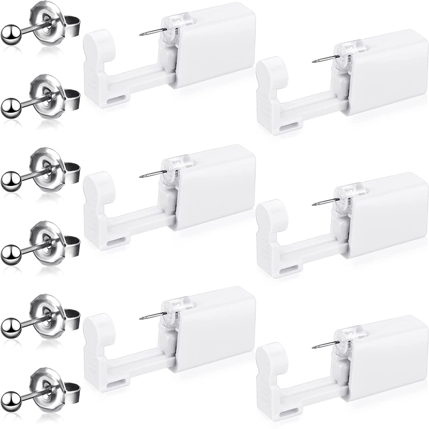 6 Pieces Ear Piercing Gun Kit Disposable Nose Piercer Self Ear Pierce ...