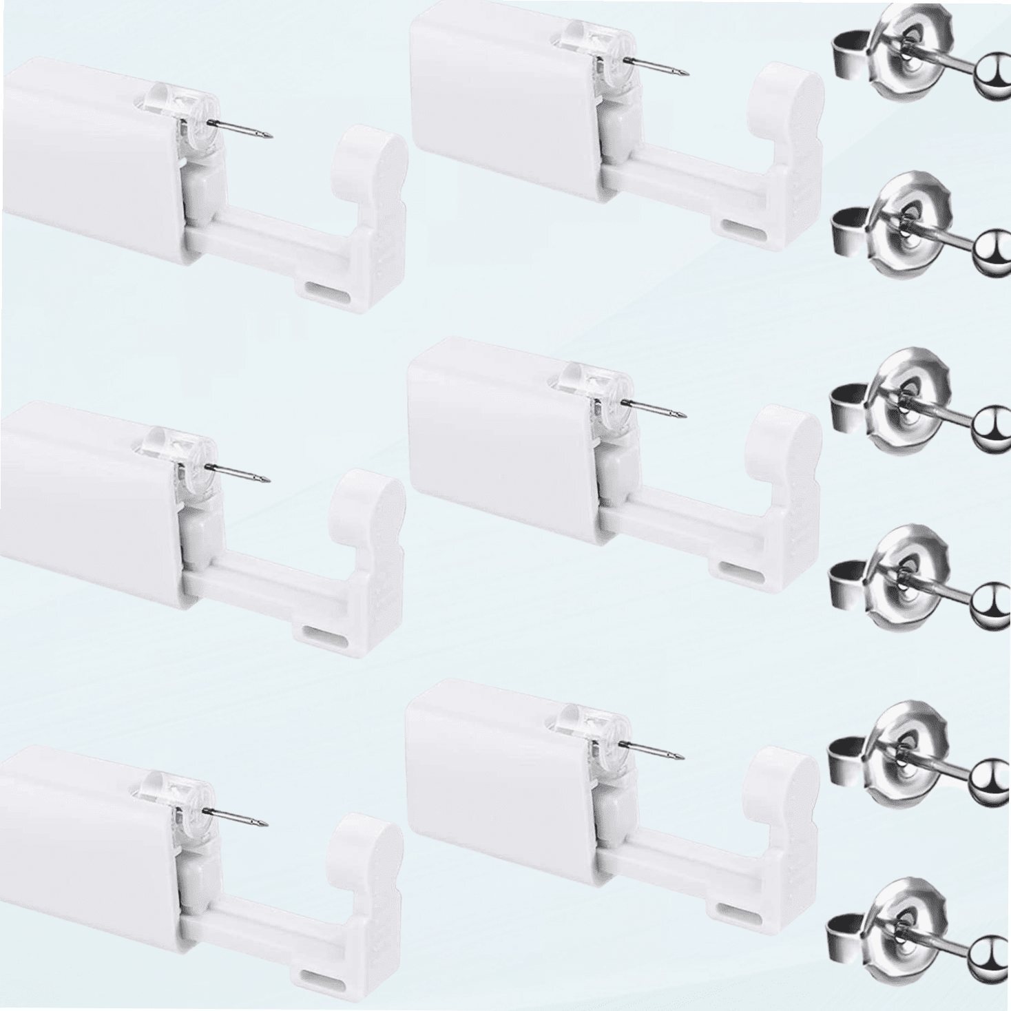 6 Pieces Ear Piercing Gun Kit Disposable Nose Piercer Self Ear Pierce ...