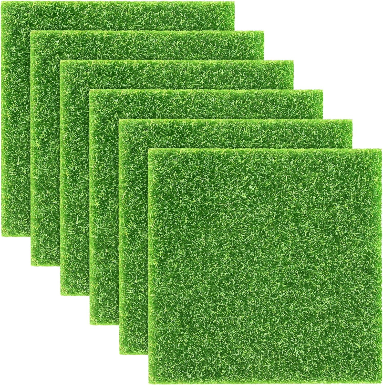 6 Pieces Fake Grass for Crafts Fairy Garden Grass 6 x 6 Inches ...