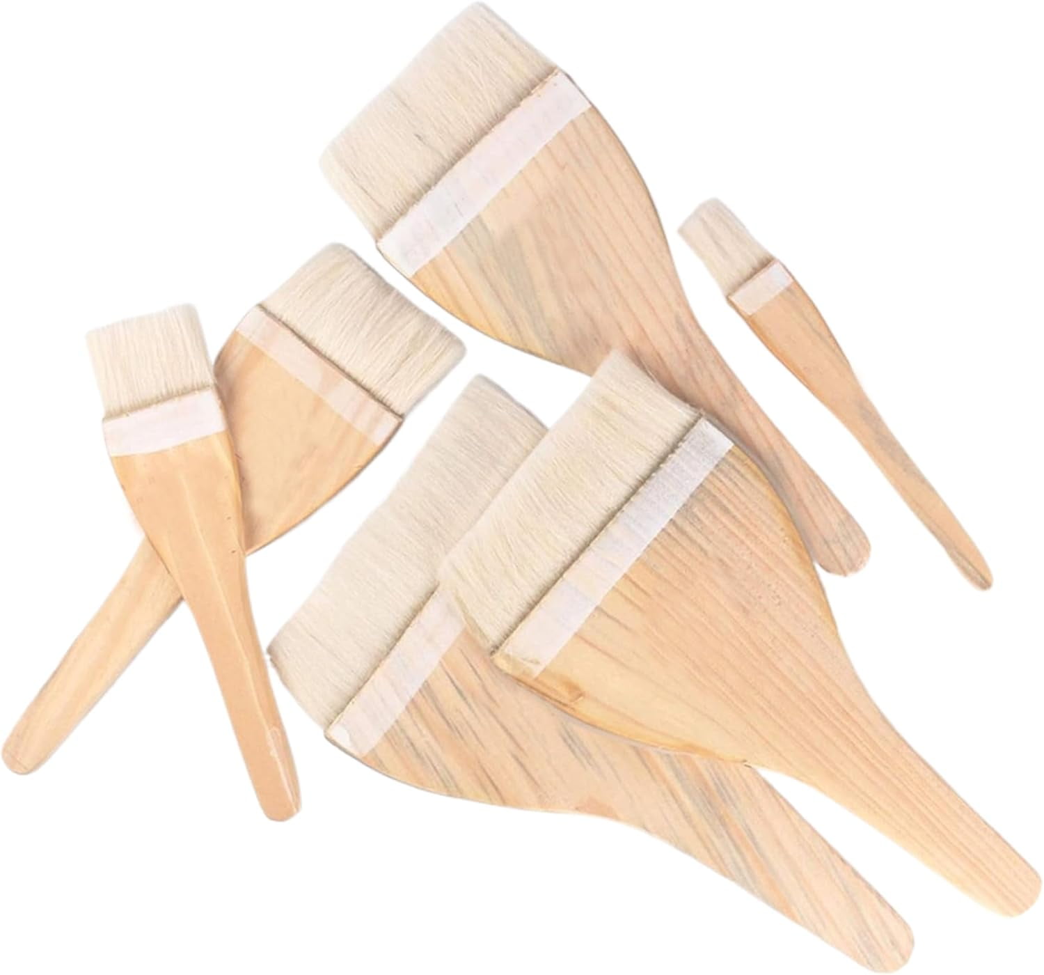 6 Pieces Flat Hake Brushes Set: 1/2/ 3/4/ 5/6 inches Hake Paint Brush Artist Painting Brushes ...