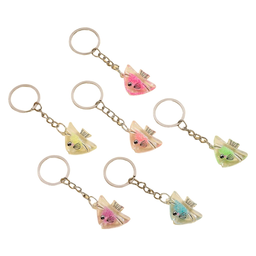 6 Pieces Fluorescent Aquatic Fish Key Rings Versatile Bag Charm ...