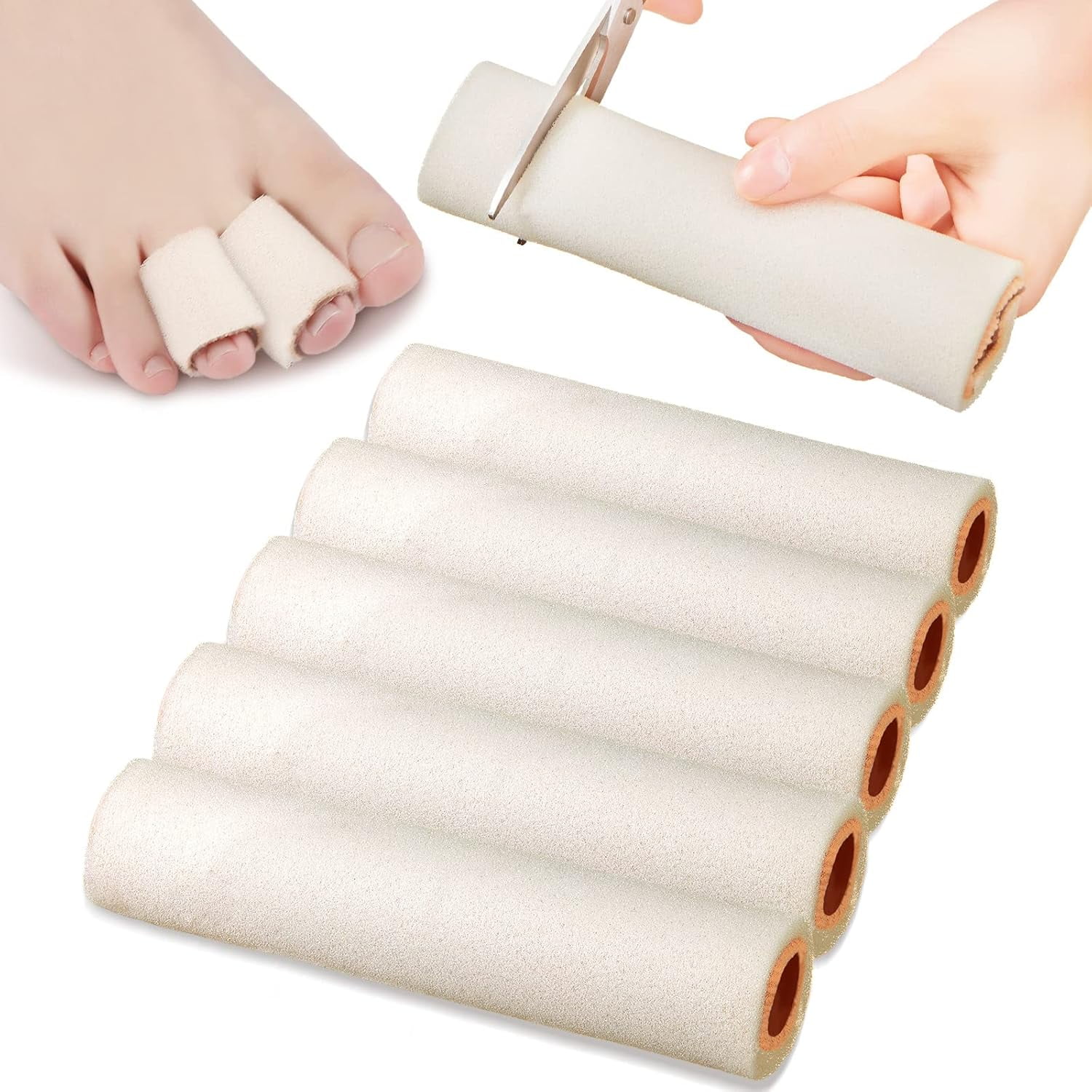 6 Pieces Foam Toe Protector Sleeves Foam Bandages Tube Toe Cushion for ...