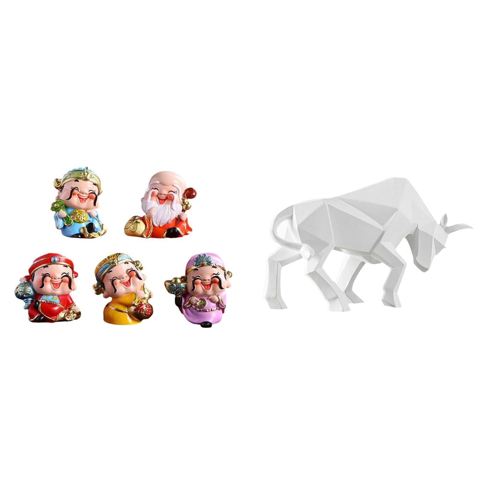6 Pieces Fortune God Figurine Bull Statue Home Decoration Resin ...