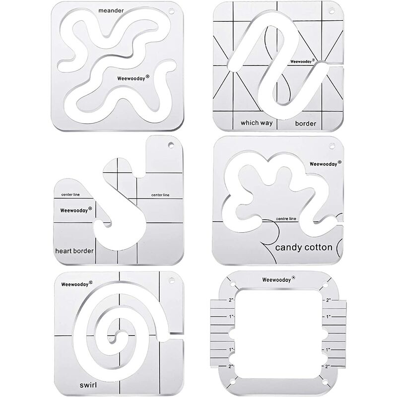 6 Pieces Free-Motion Quilting Templates Set Household Sewing Machine ...