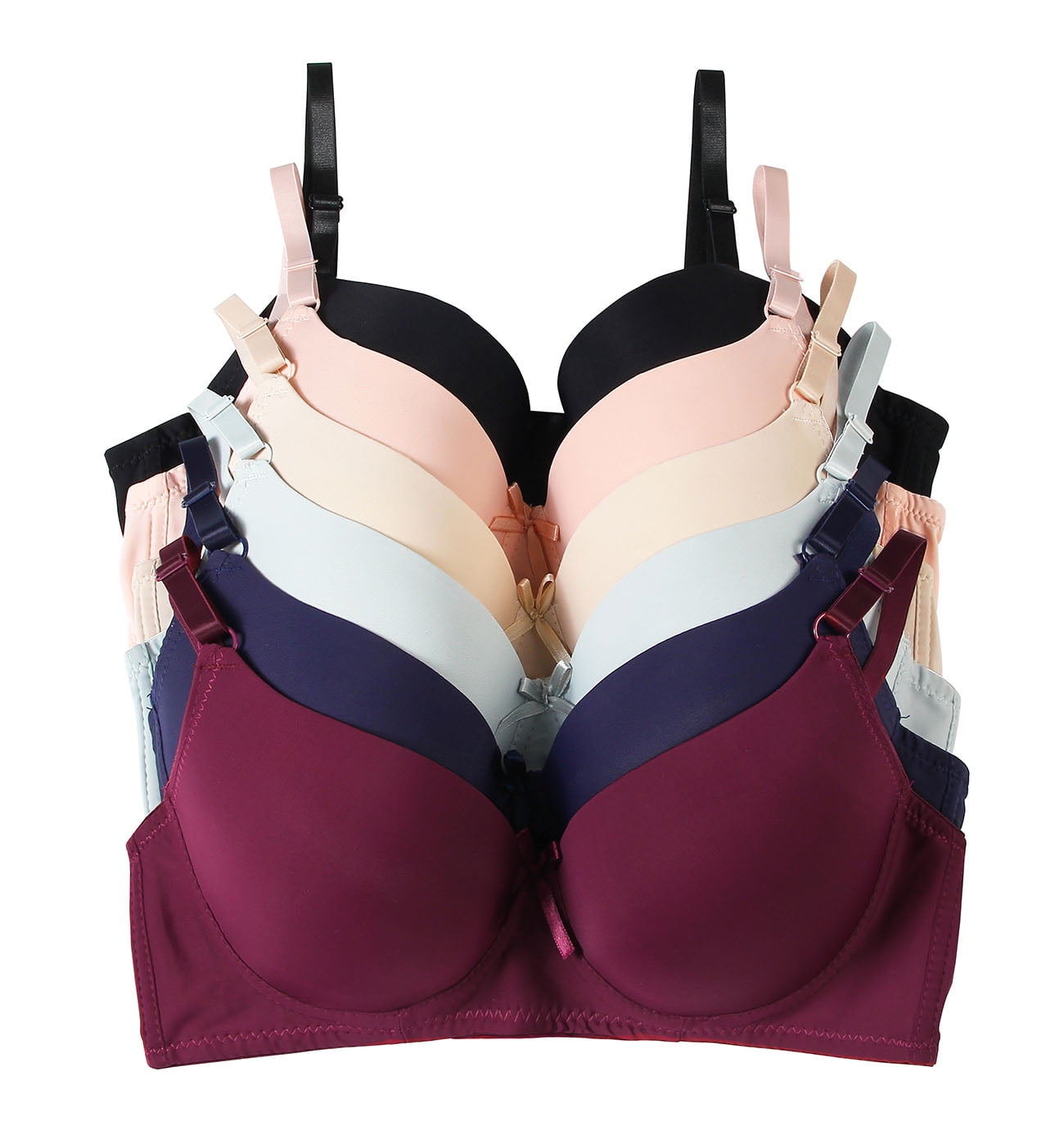6 Pieces Full Cup Plain Push Up Bra B C Cup 36B - Walmart.com
