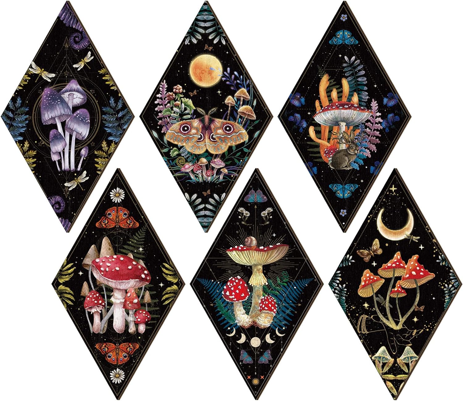 6 Pieces Gothic Wall Decor Boho Sun Moon Phases Wall Art Gothic ...