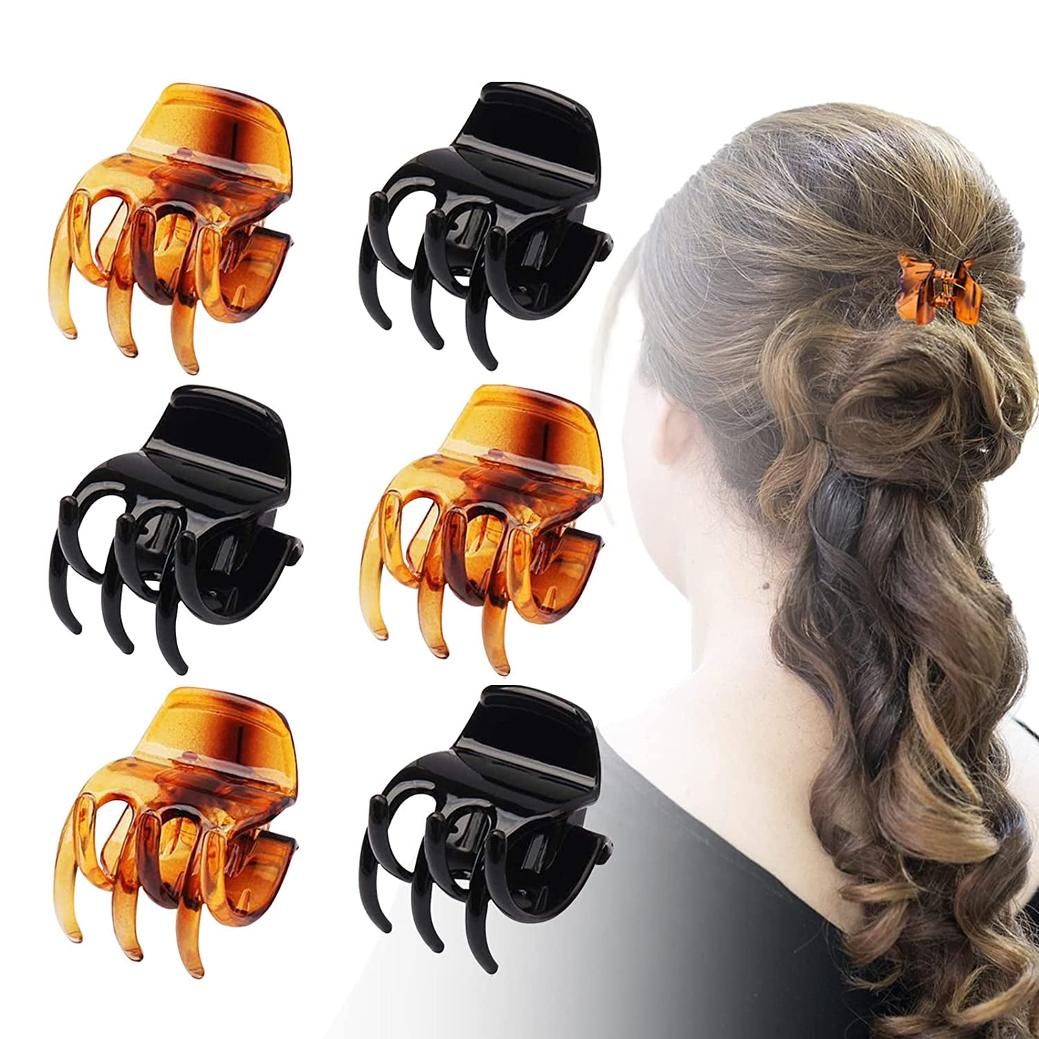 6 Pieces Hair Claw Clips Medium Size Hair Clamp 1.3 Inch Hair Jaw Clip ...