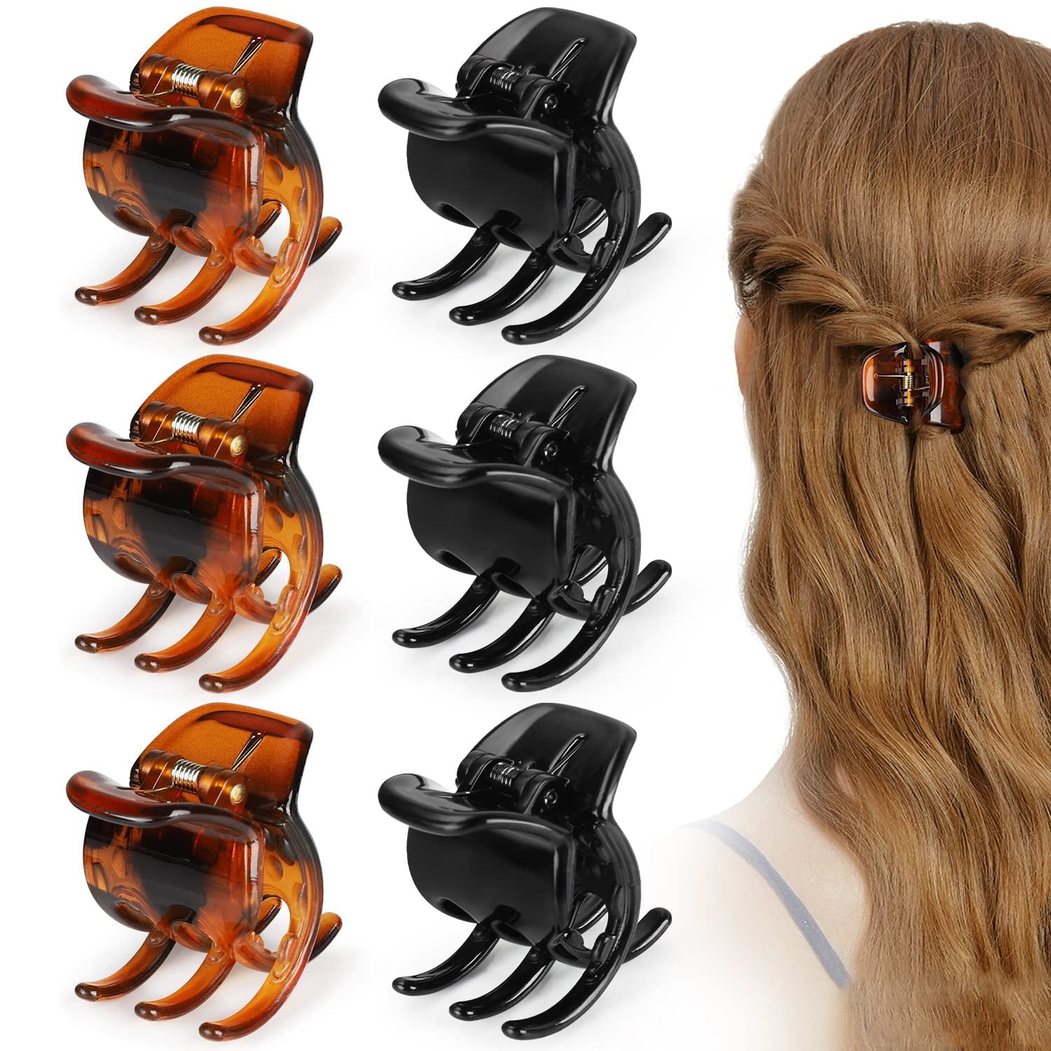 6 Pieces Hair Claw Clips, WHBBHW 1.3 Inch Jaw Clips for Thick or Medium ...