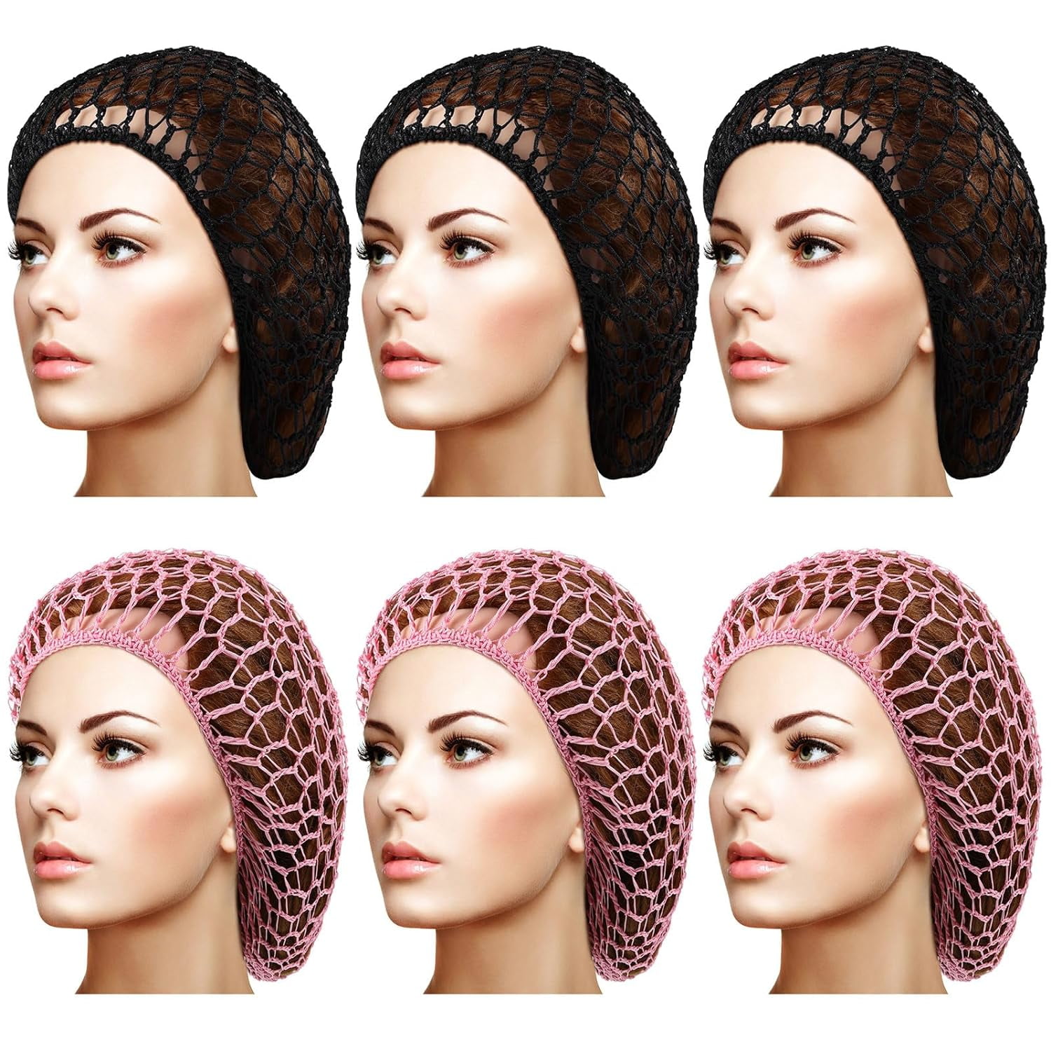 6 Pieces Hair Net Snoods for Women Sleeping Mesh Soft Rayon Knit ...