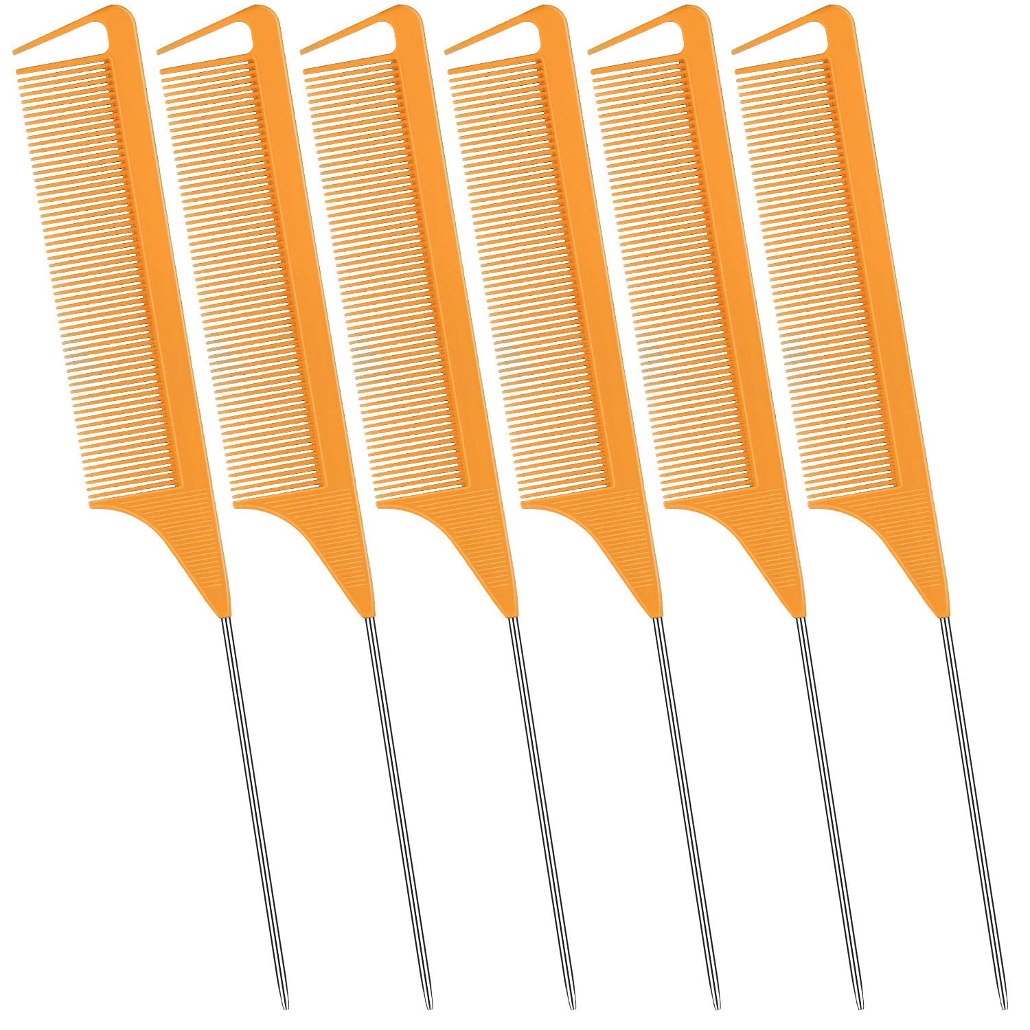6 Pieces Hair Parting Comb Stainless Steel Pintail Comb Rat Tail Comb ...