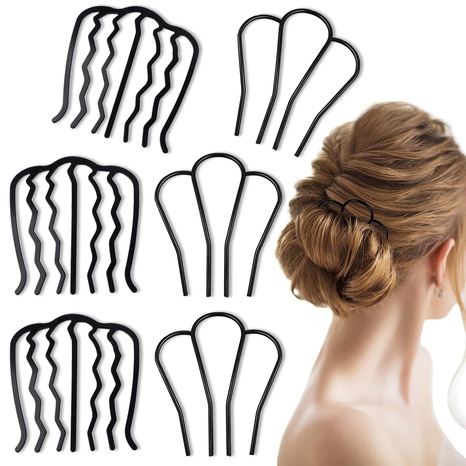 6 Pieces Hair Side Comb Metal Hair Comb Clips French Twist Comb for ...