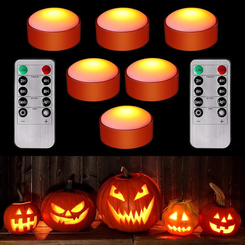 6 Pieces Halloween Pumpkin Lights with Remote and Timer LED Pumpkin ...