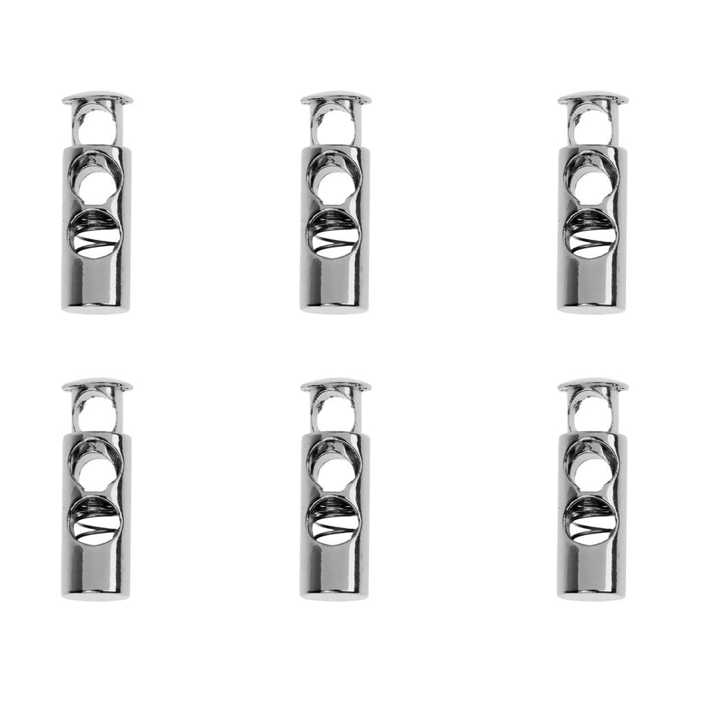 6 Pieces Heavy Duty Double Hole Metal Cord Lock Clamp Slider for ...