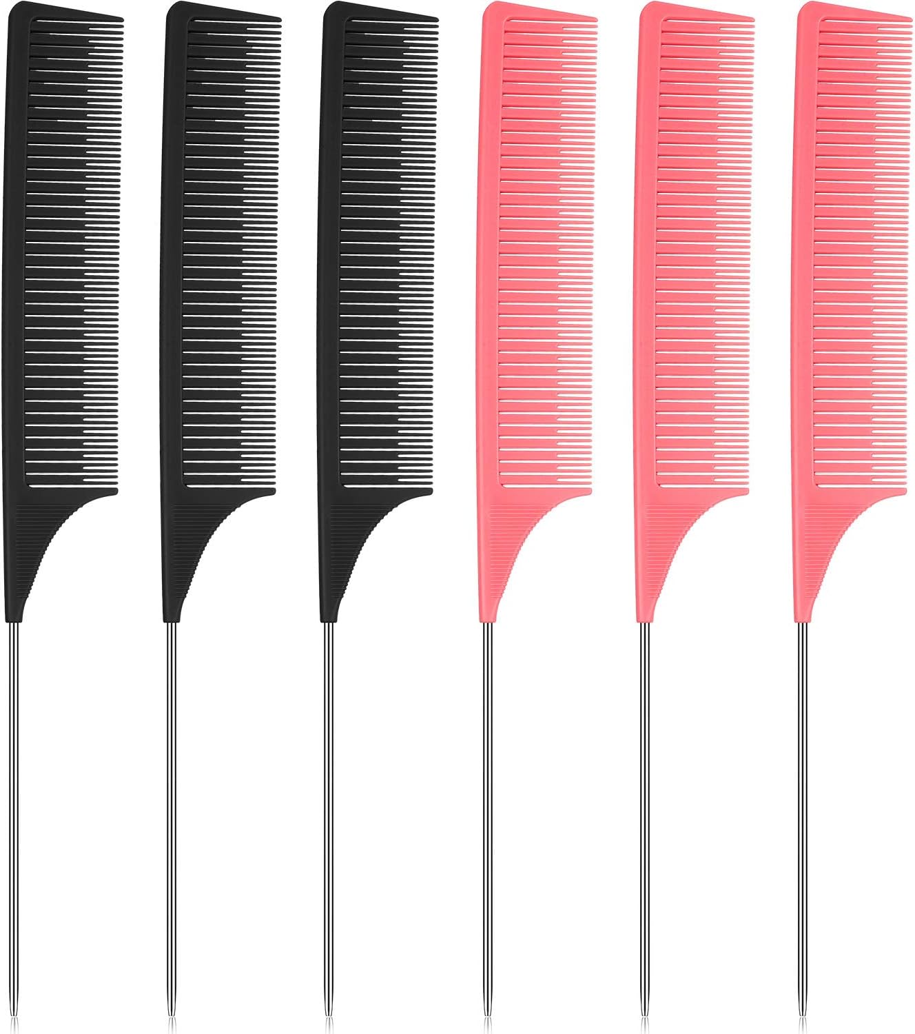6 Pieces Highlighting Weaving Comb Rat Tail Hair Comb Pintail Comb ...