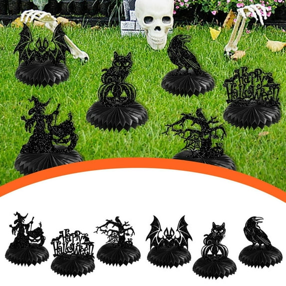 6 Pieces Honeycomb Centerpieces Happy Paper Fan Decorations Pumpkin ...