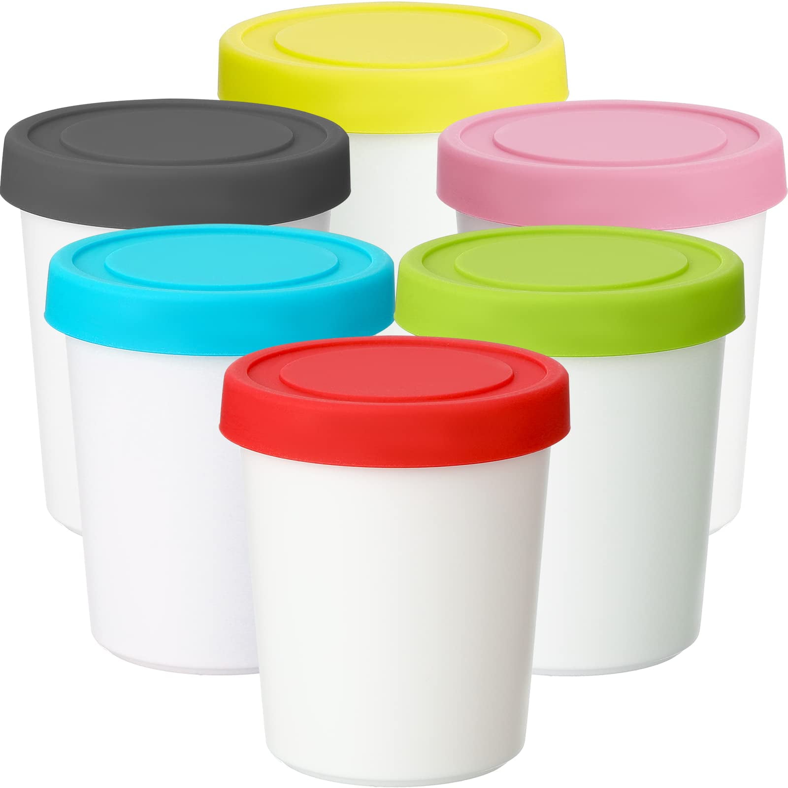 6 Pieces Ice Cream Containers for Homemade Ice Cream 1 Quart Reusable ...