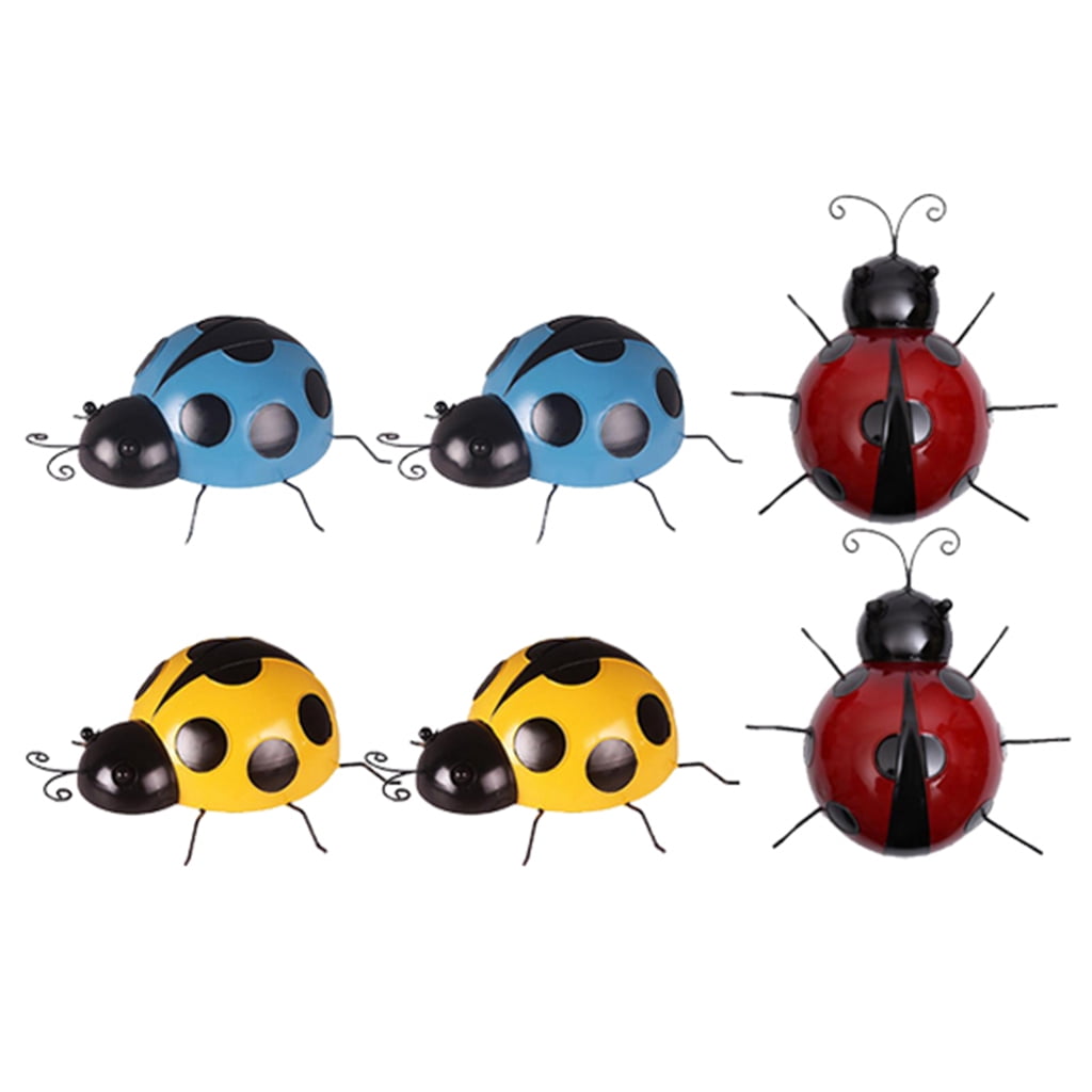 6 Pieces Iron Ladybird Figurine Handmade Garden Ladybug Decor for kids ...