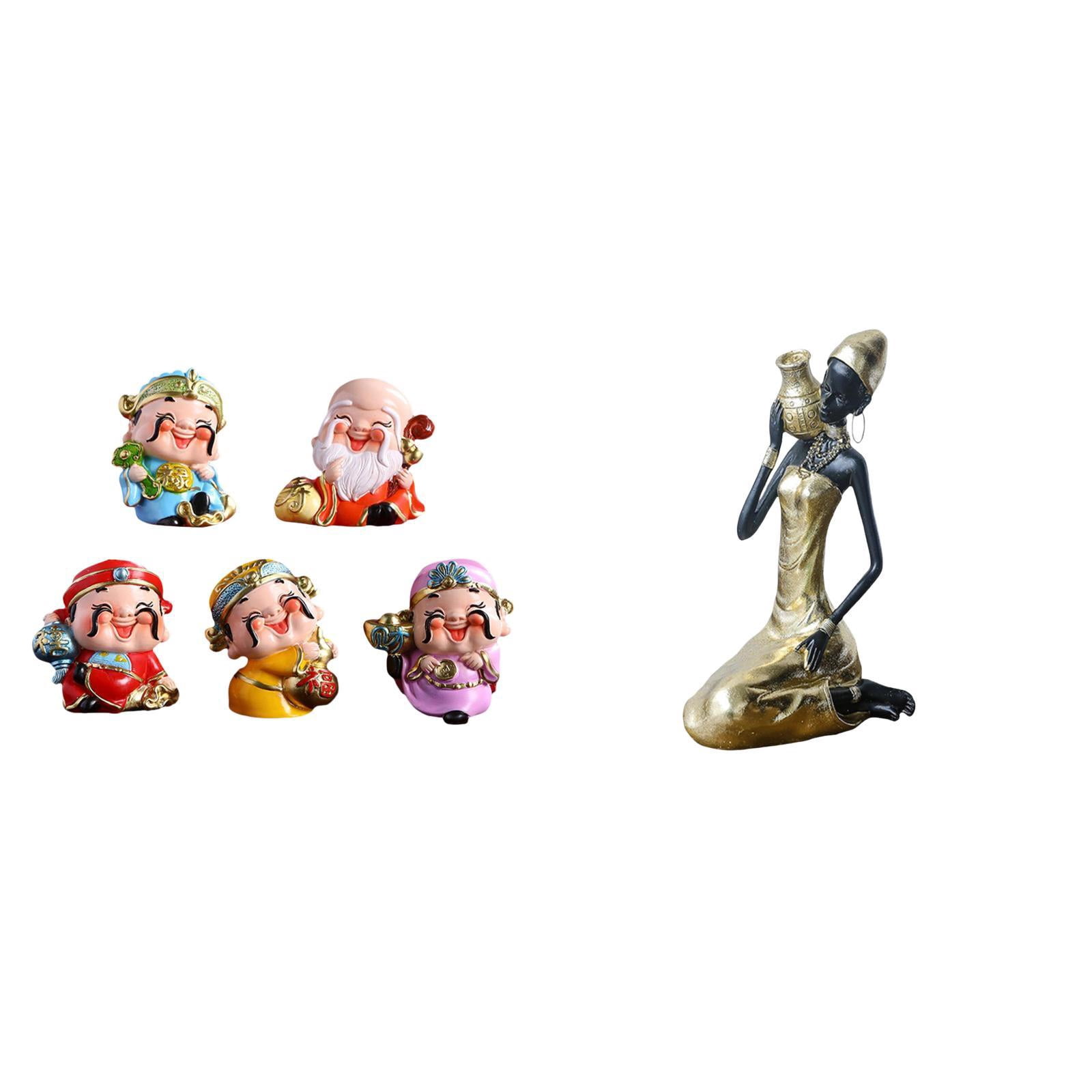 6 Pieces Lady Statue African Tribal Lady Statue Desktop Figurine Smooth ...