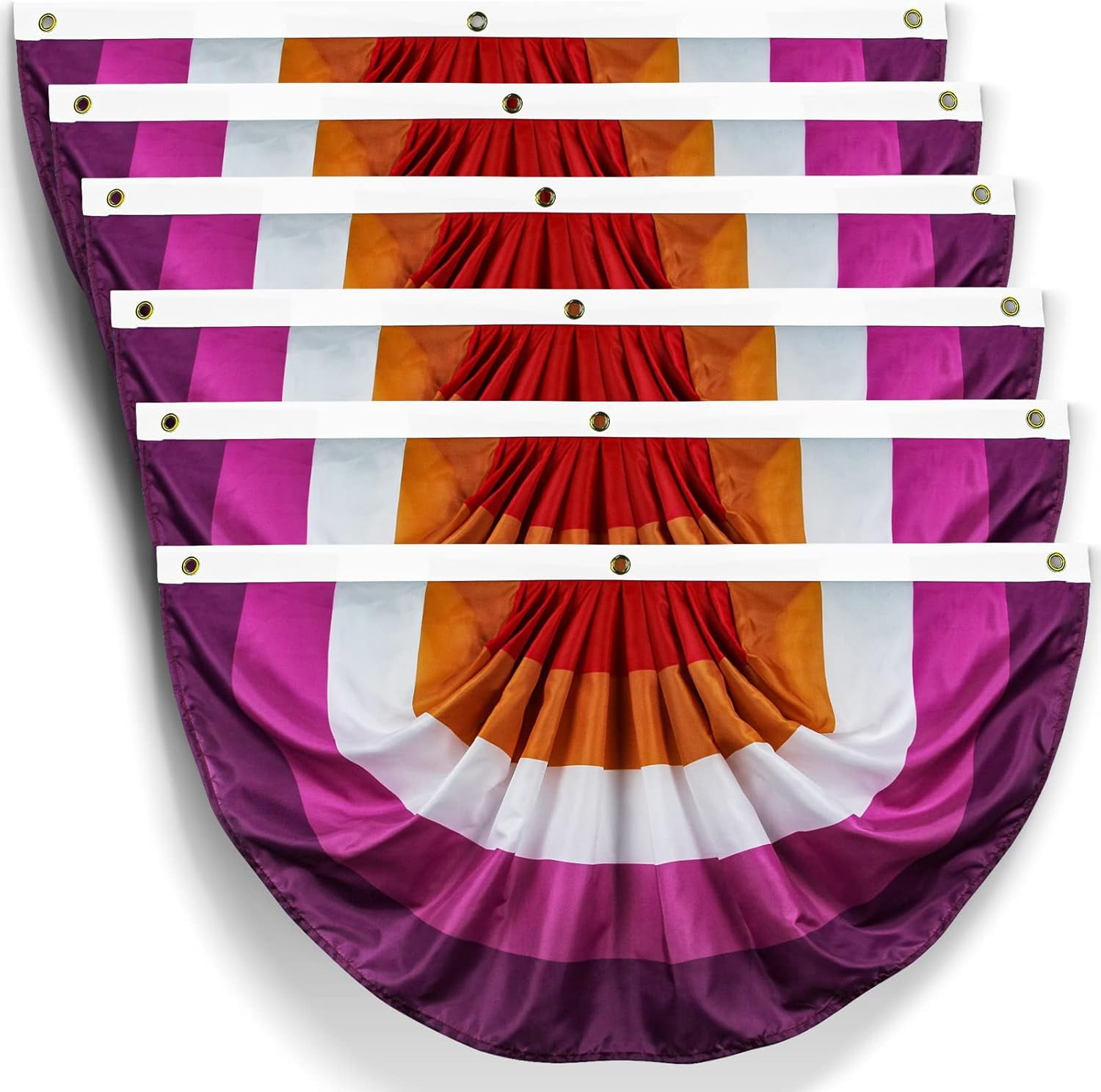 6 Pieces Lesbian Pride Pleated Fan Flag Rainbow Bunting 1.5x3 Ft Gay ...