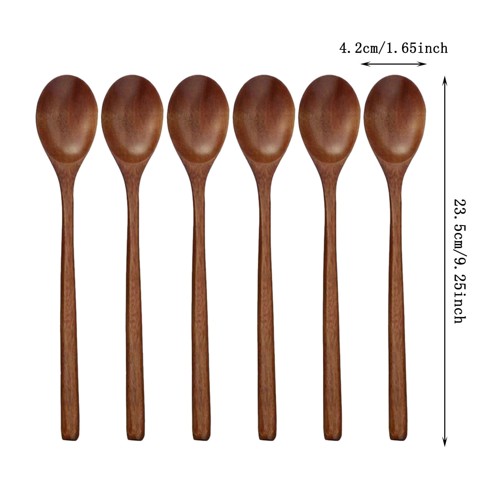 6 Pieces Long Wooden Spoons Natural Ellipse Wooden Spoons Wood Honey ...