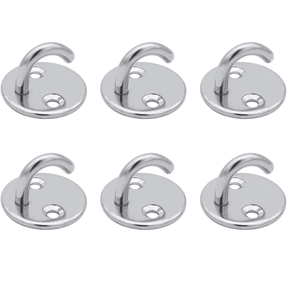 6 Pieces M5 Ceiling Hook Open Ended Hooks Eye Plate Anchor Stainless ...