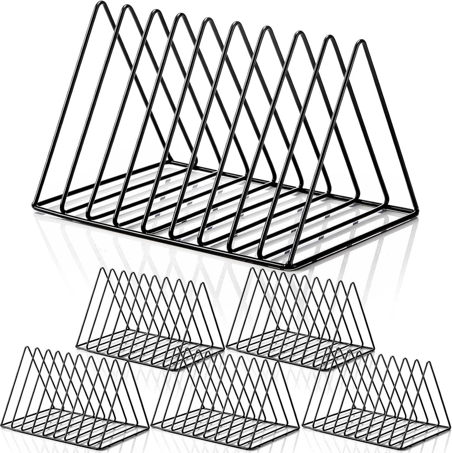6 Pieces Magazine Holder Triangle File Holder Book Record Metal Vinyl ...