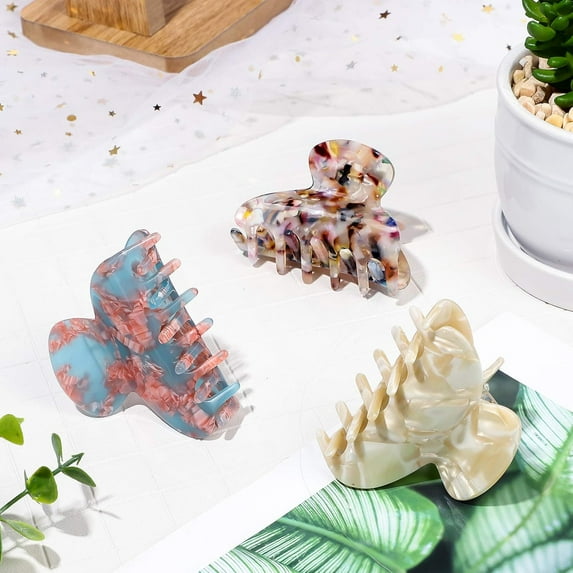 6 Pieces Medium Hair Claw Clips for Thin Hair 2.6 Inch Tortoise Shell ...