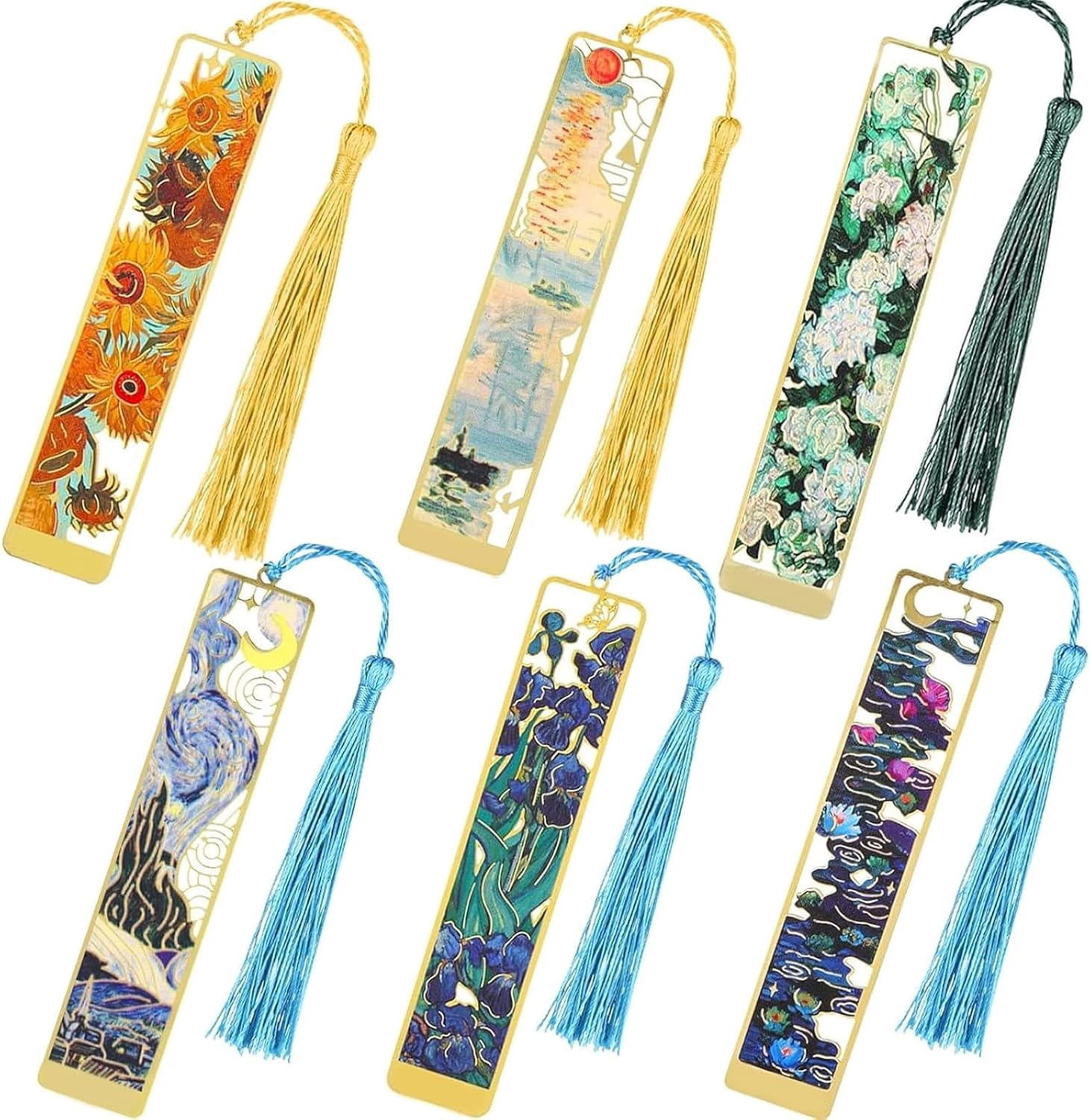 6 Pieces Metal with Tassel,Gold Oil Painting Theme Woman Bookmark, for ...