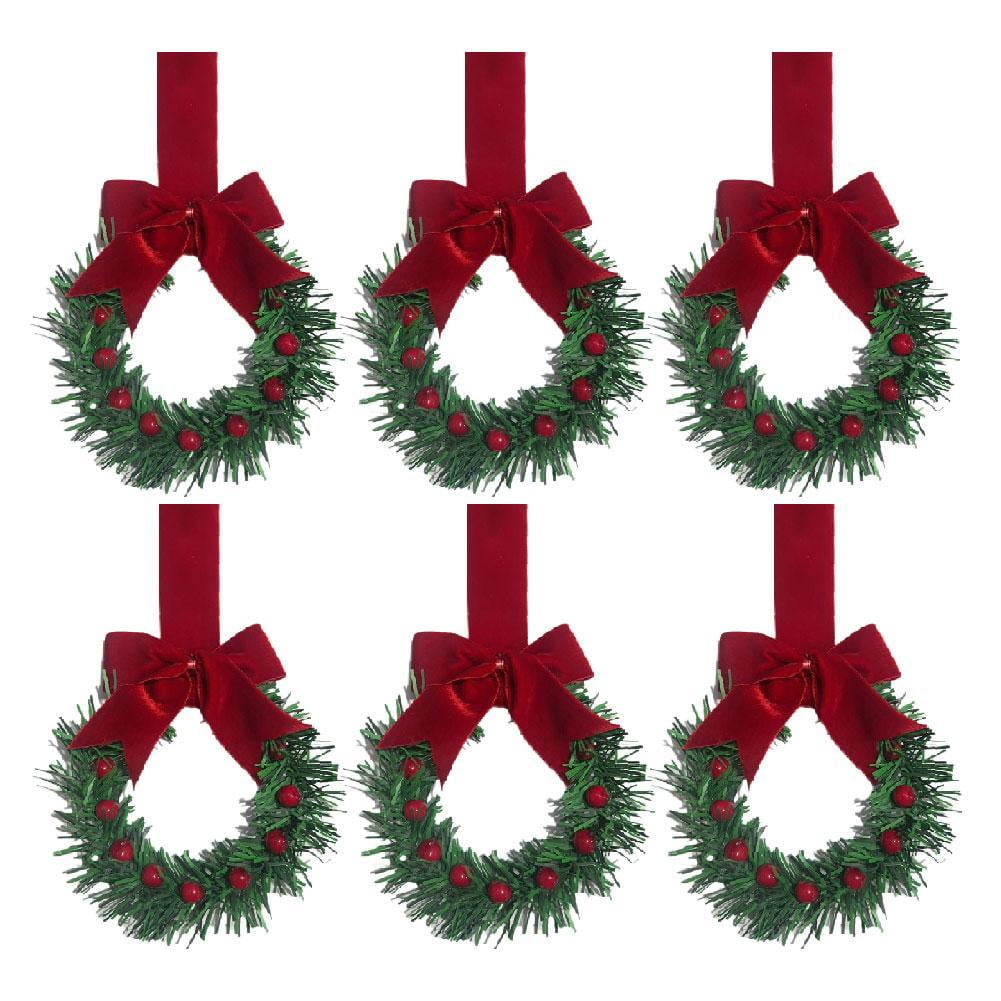 6 Pieces Mini Artificial Christmas Wreaths Ornaments,5 Cabinet Wreaths ...