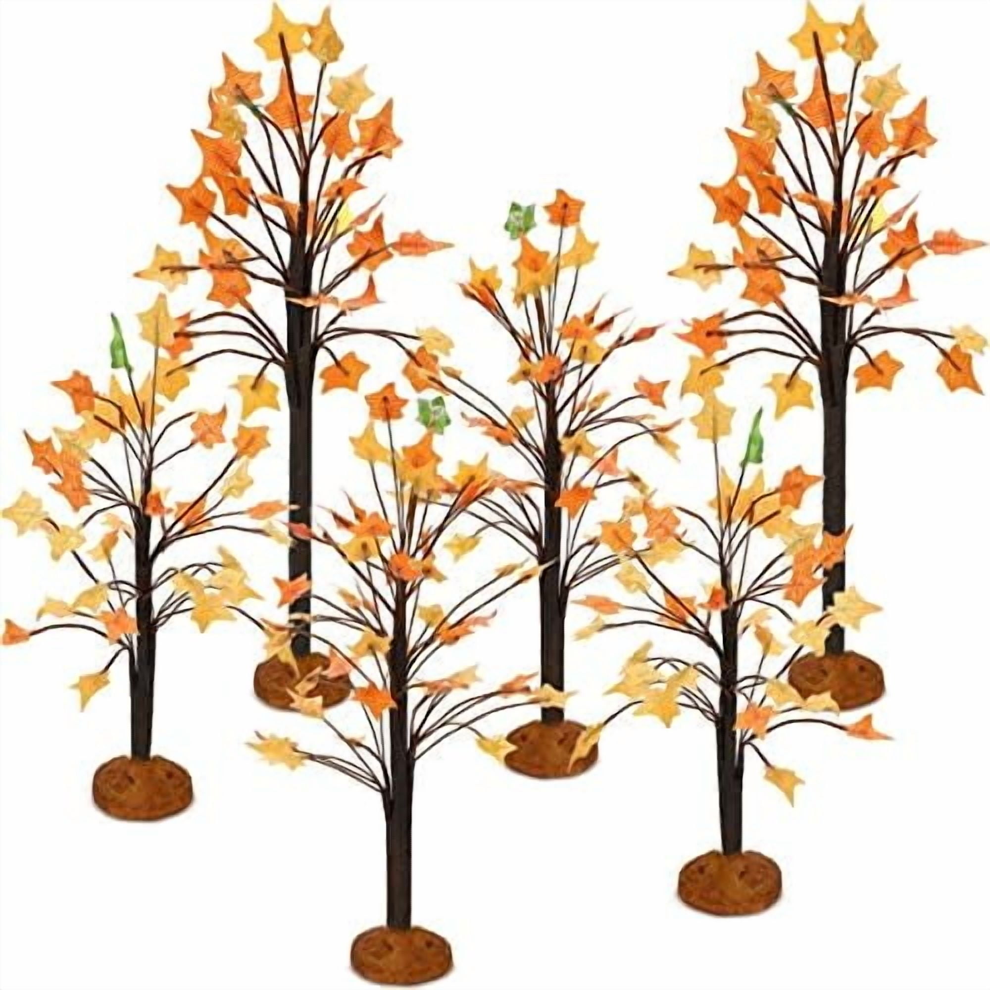 6 Pieces Mini Decor Maple Trees Small Holiday Branch Village Artificial ...