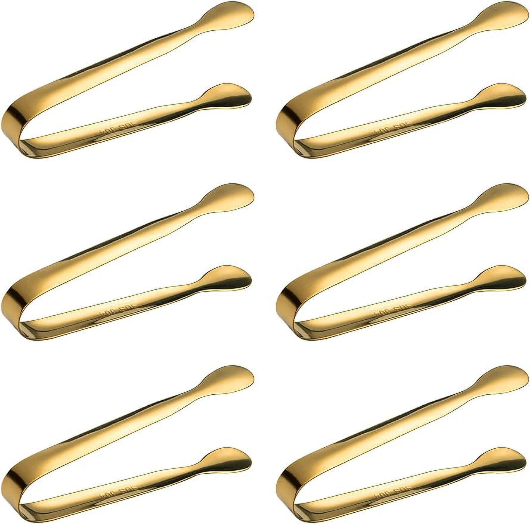 6 Pieces Mini Ice Tongs Sugar Tongs, Gold Stainless Steel Small Serving ...