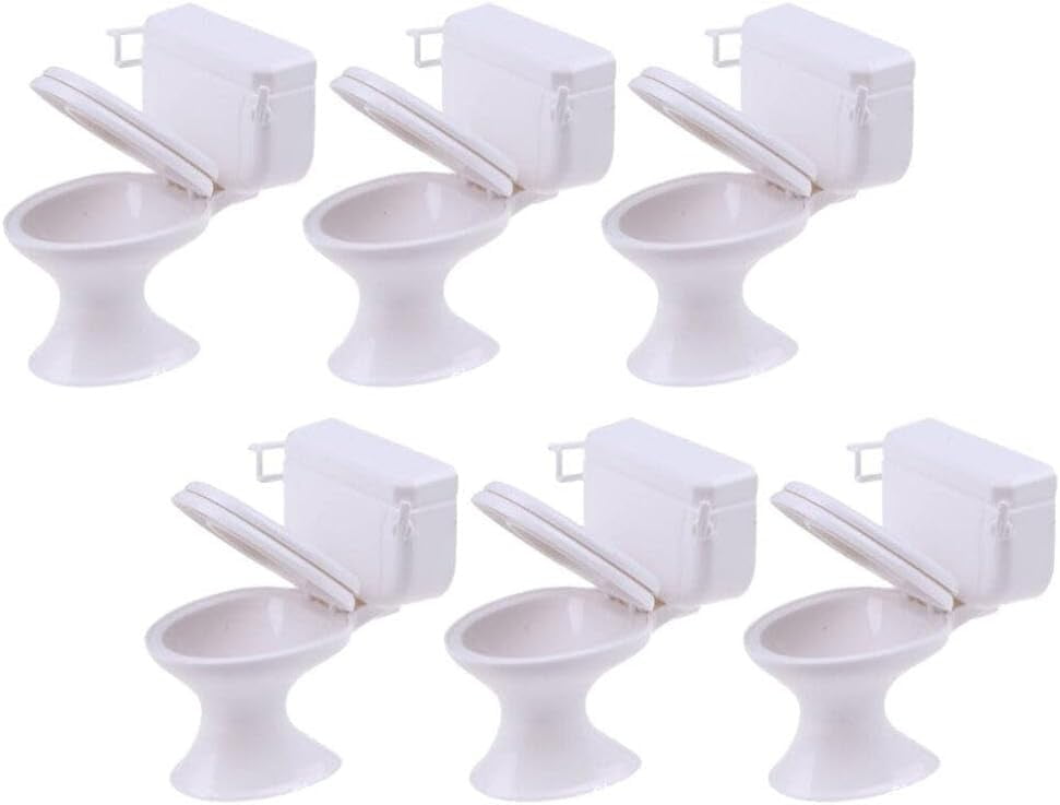 6 Pieces Mini Toilet Toy Dollhouse Furniture 1/12 Toilet Seat Toy Doll ...