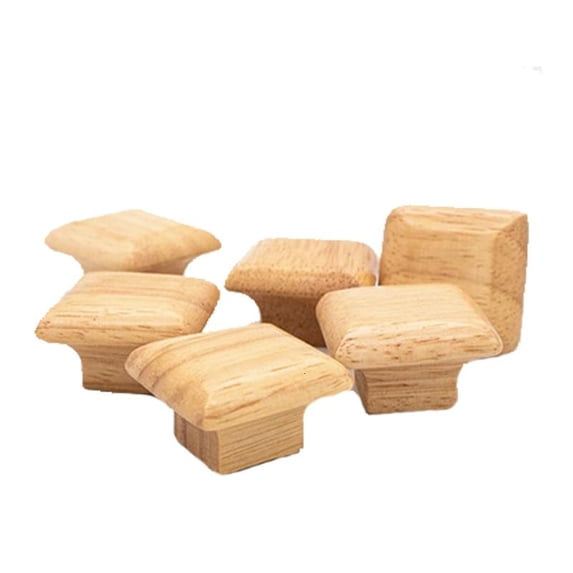 6 Pieces Natural Wood Wardrobe Knob Rounded Corners Cabinet Drawer ...