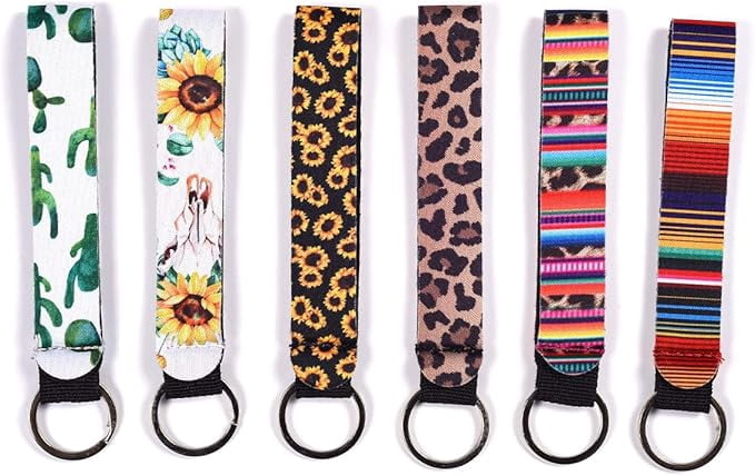 6 Pieces Neoprene Wristlet Keychain bulk Lanyard Hand Wrist Strap ...