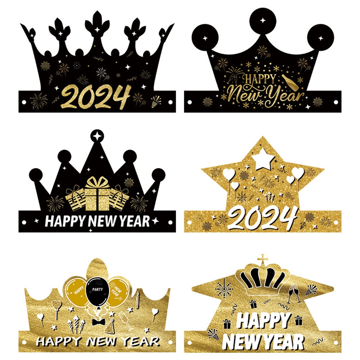 6 Pieces New Years Eve Party Hats, Happy New Year Decorations 2024, New ...