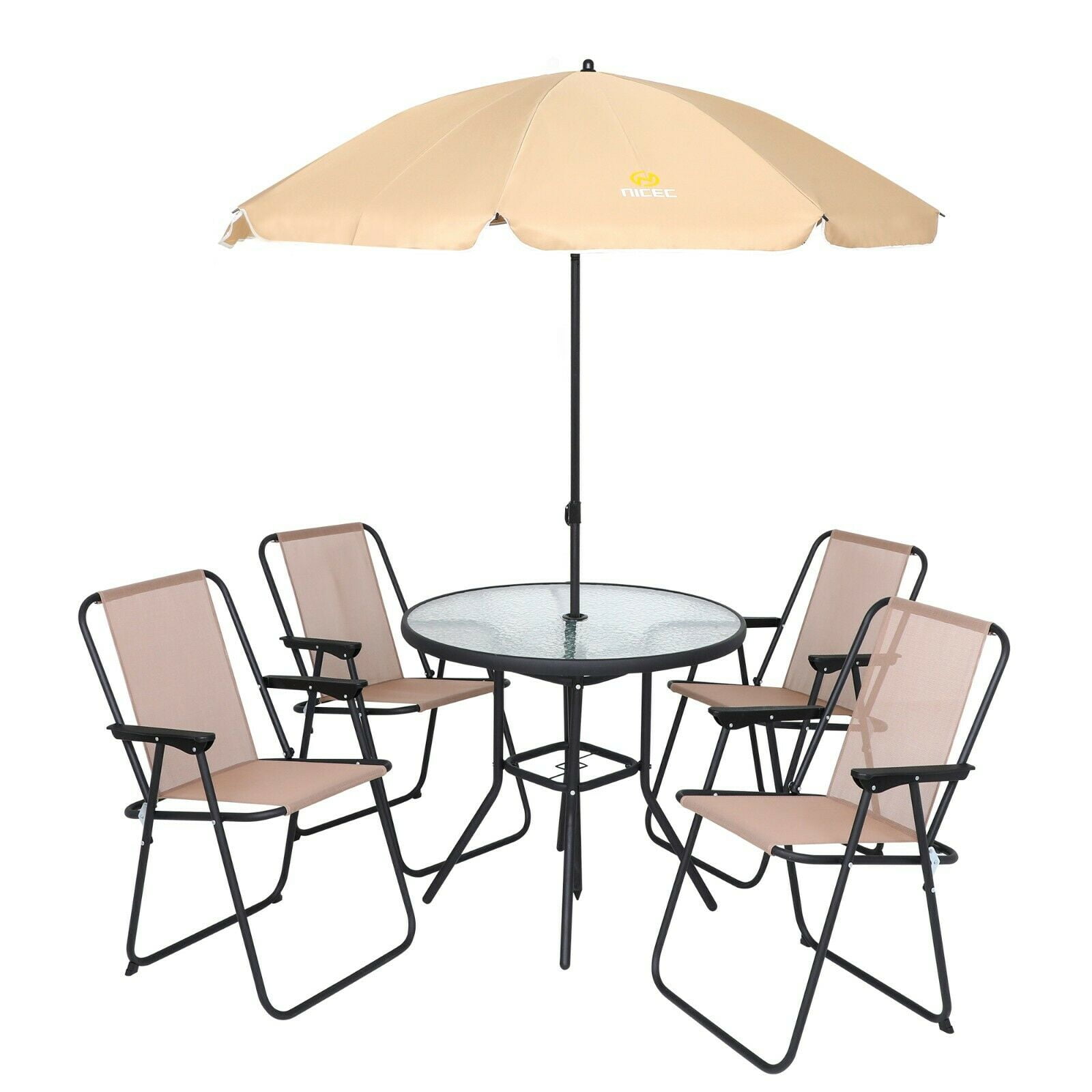 6 Pieces Patio Dining Set 4-Person Patio 31.5 long Conversation Folding ...