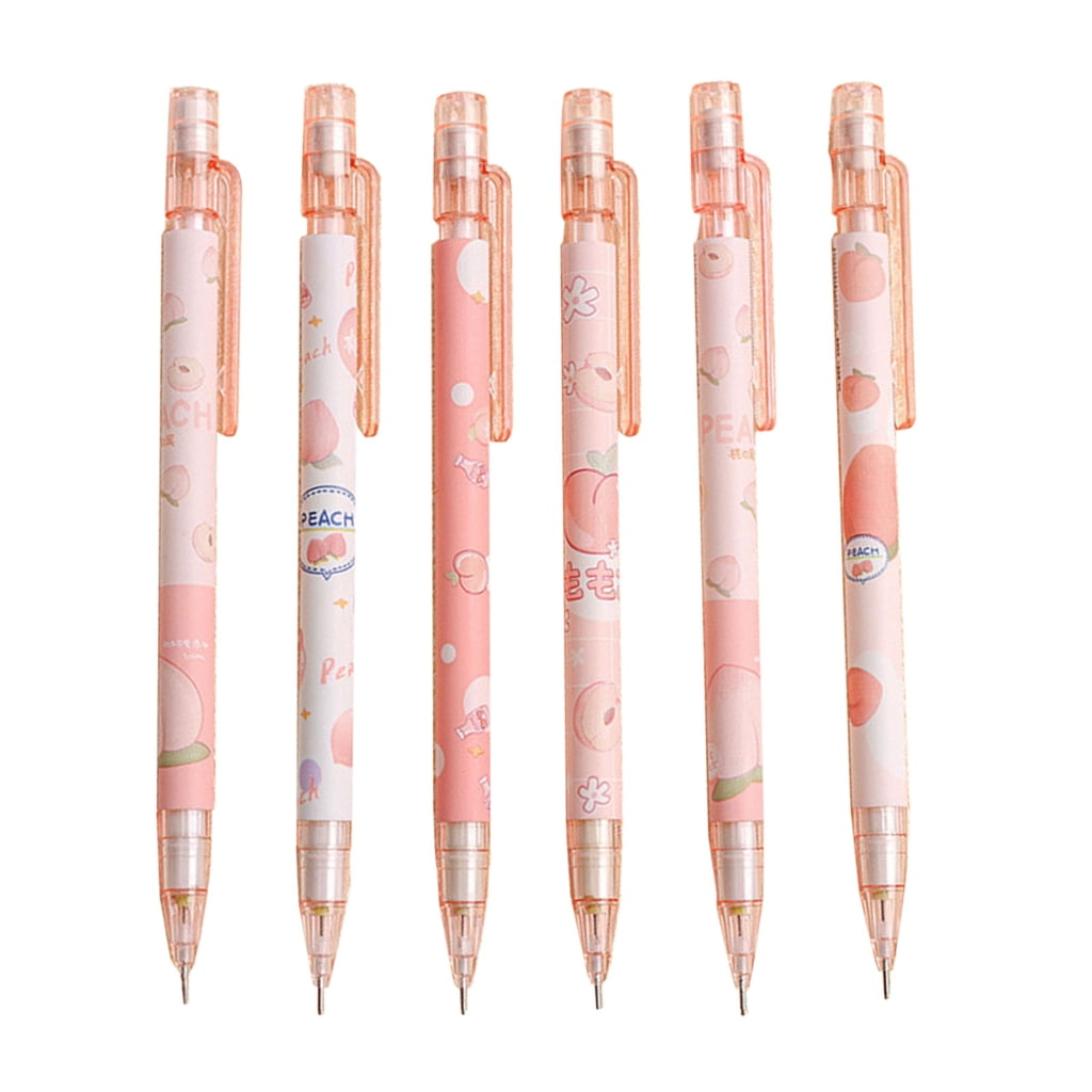 6 Pieces Peach Automatic Pencils 0.5mm Mechanical Pencils for Writing ...