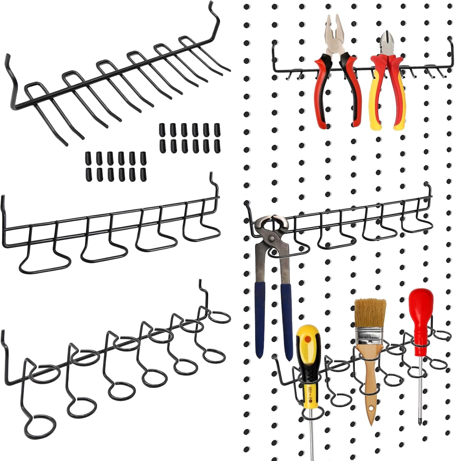 6 Pieces Pegboard Screwdriver Holders, Peg Board Tool Utility Hooks ...