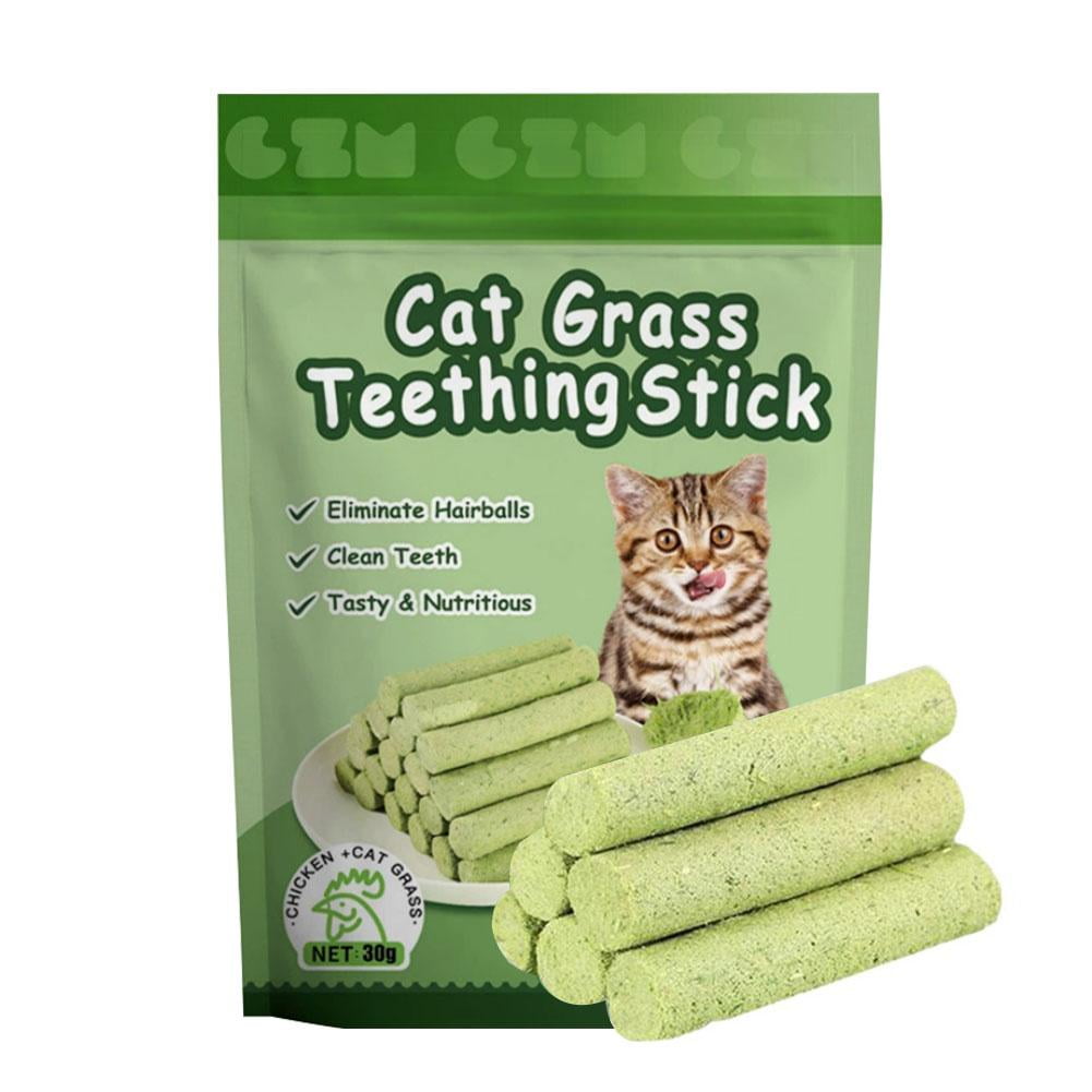 6 Pieces Pet Cat Grass Stick Snacks, Mild Hair Removal, Instant Bag ...