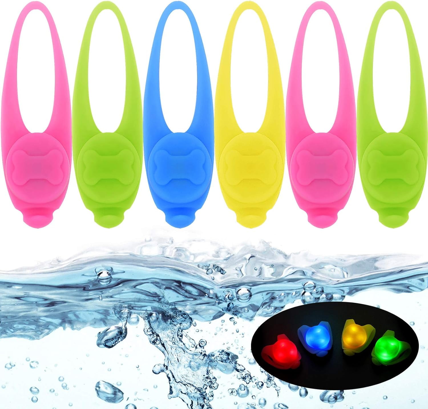 6 Pieces Pet Dog Cat Collar Lights Pet Tag Lights Dog Night Walking ...