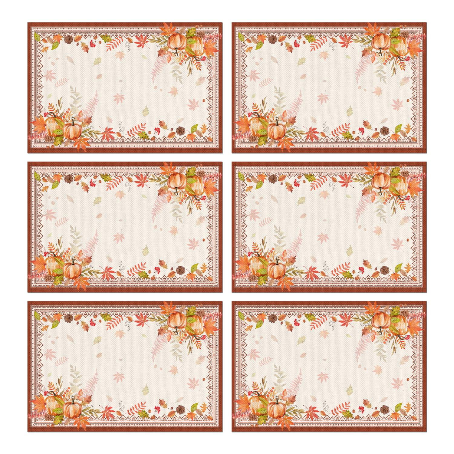 6 Pieces Place Mat Linen Machine Washable Table Placemats Halloween ...