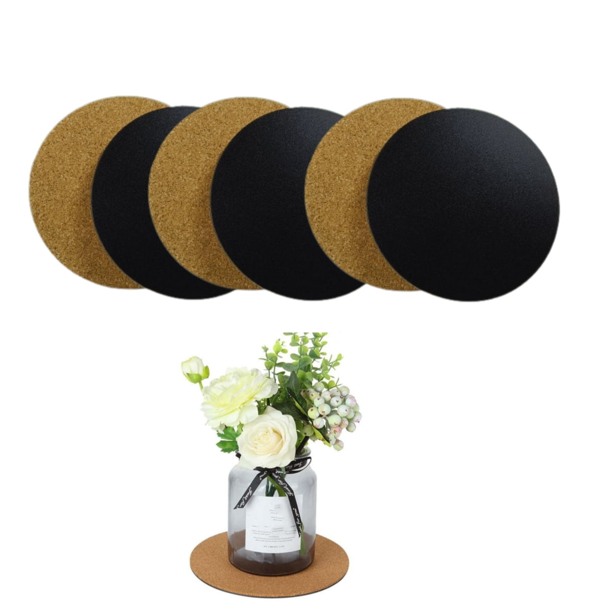 6 Pieces Plate Pad Cork Plant Coasters, Trianu 3.9 inch Cork Plant Mats ...